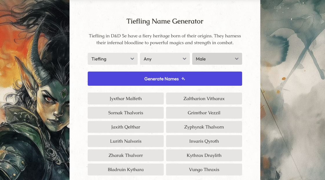 100 of the Best Tiefling Names For D&D 5e | DndPlaybook